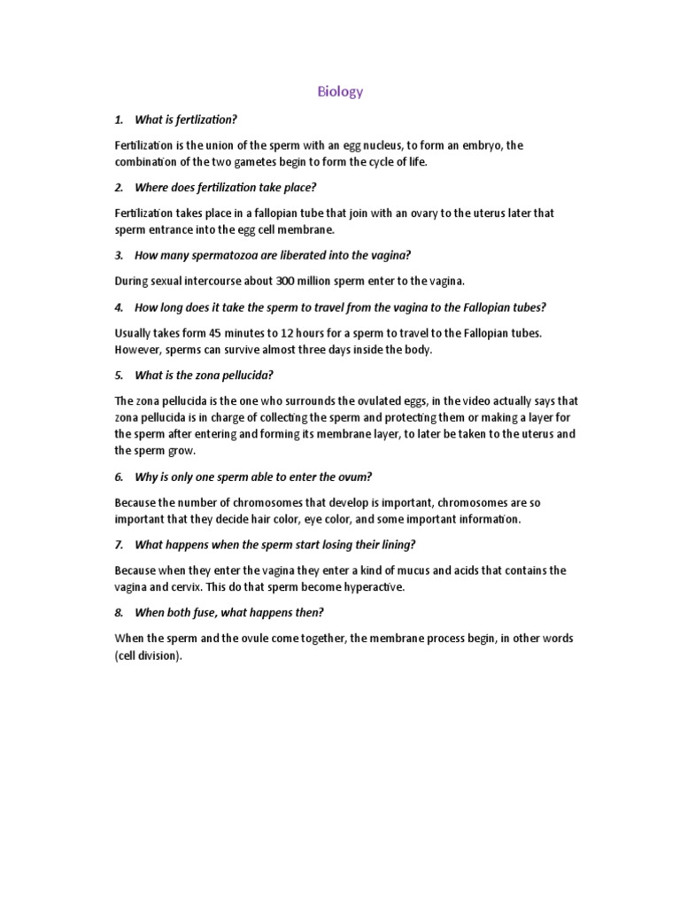Fertilization Questions | PDF