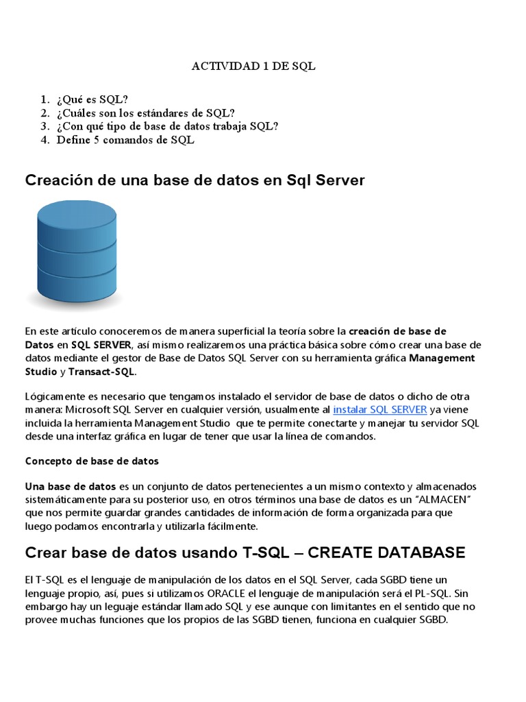 Actividad 1 de SQL | PDF