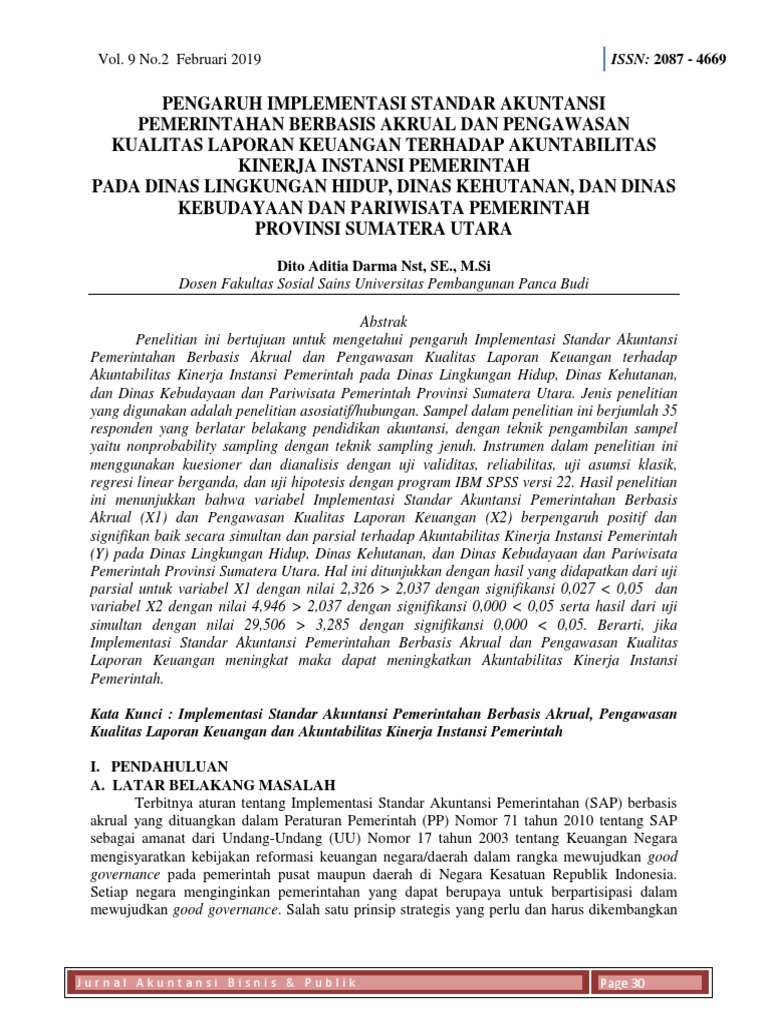 ISSN: 2087 - 4669: Dito Aditia Darma NST, SE., M.Si | PDF | Pengelolaan Keuangan & Uang | Ilmu ...