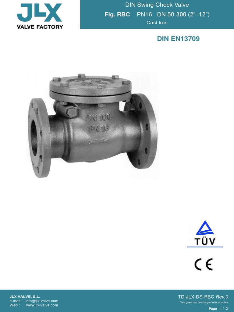 Valvula de Retencion A Clapeta Oscilante Din pn16 dn50 300 | PDF ...
