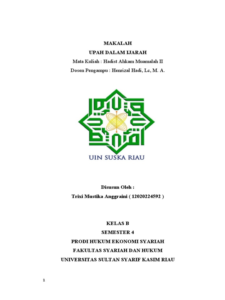 Upah dalam Ijarah: Konsep dan Hukum | PDF | Hukum