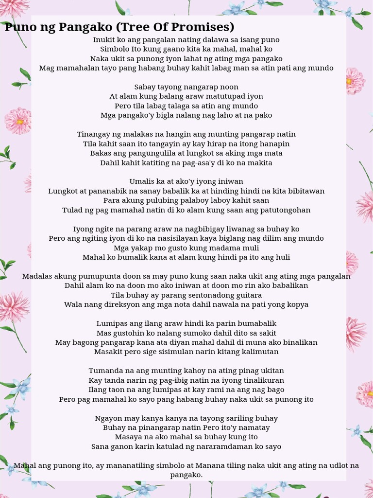 Puno NG Pangako (Tree of Promises) | PDF