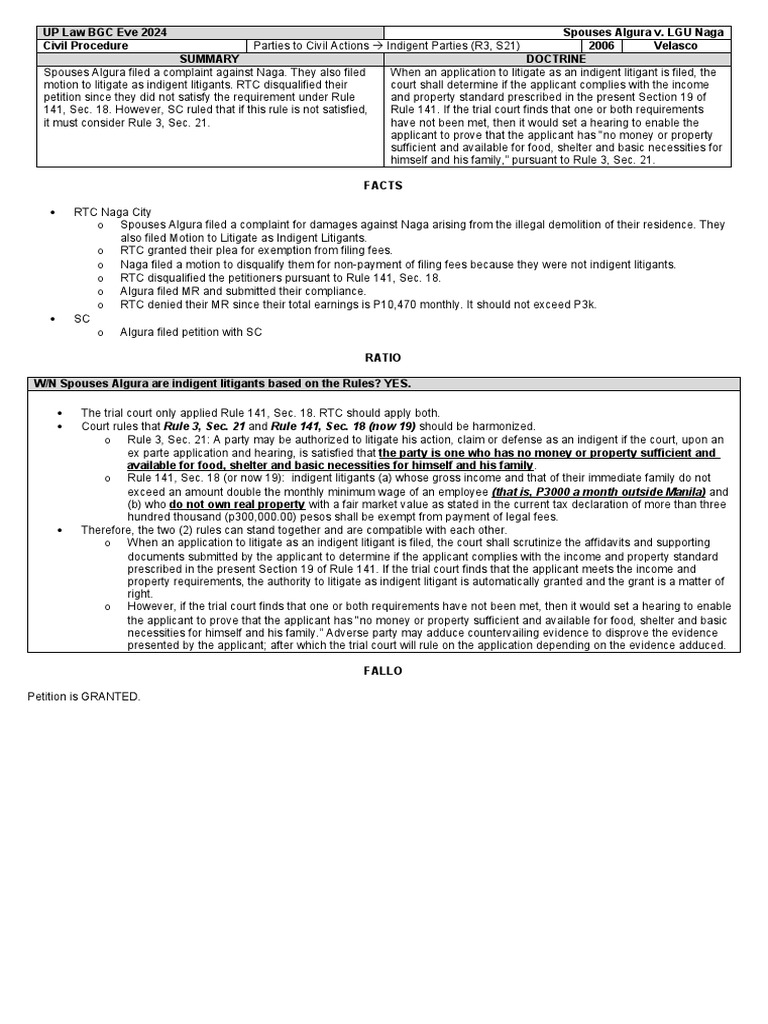 115 - Spouses Algura v. LGU of Naga | PDF | Lawsuit | Complaint