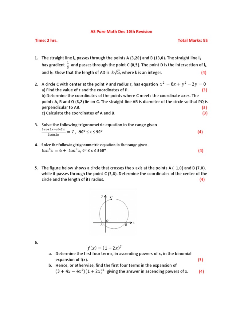 AS P1 Rev 4 | PDF | Circle | Trigonometric Functions