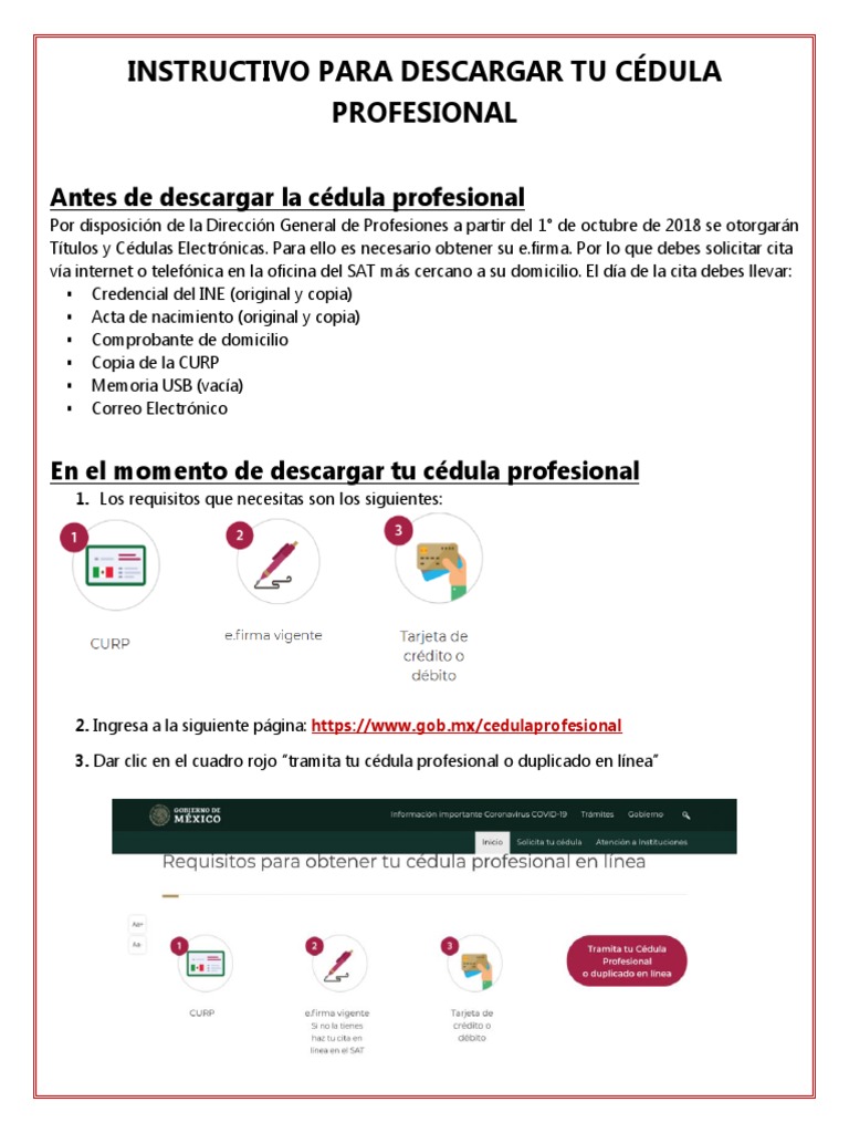 Instructivo para Descargar Tu Cédula Profesional | PDF