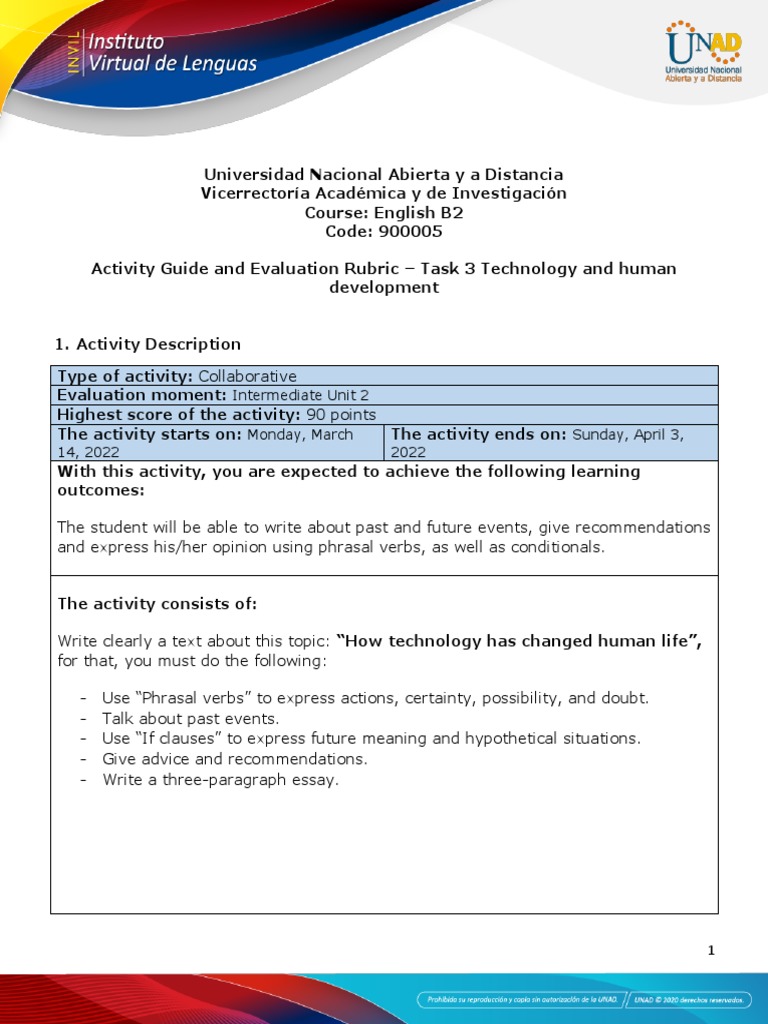 Activity Guide and Evaluation Rubric - Unit 2 - Task 3 - Technology and Human Development | PDF ...