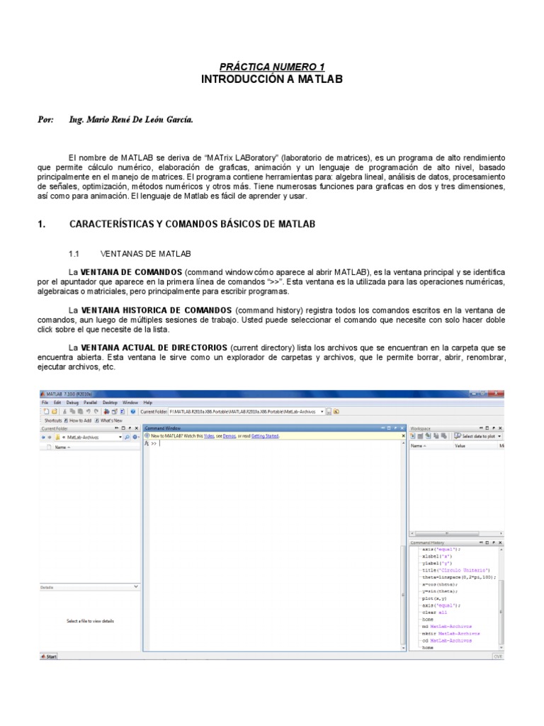 Practica01 IntroduccionMatLab | PDF | Archivo de computadora | Matlab