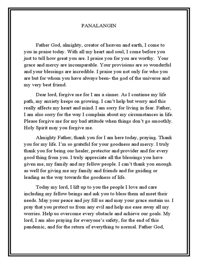 Panalangin Esp | PDF | Prayer | Mercy