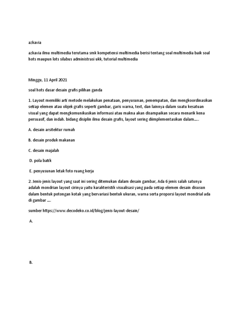 Bank Soal Dasar Desain Grafis Bitmap | PDF