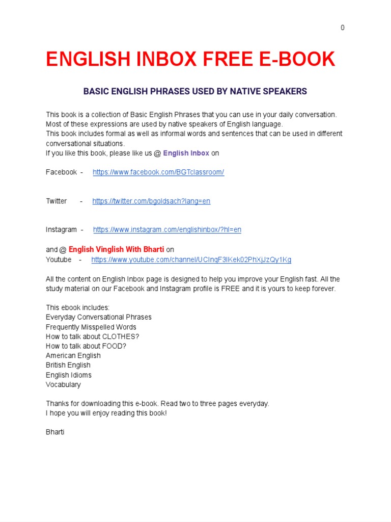 Free English Learning E-Book | PDF