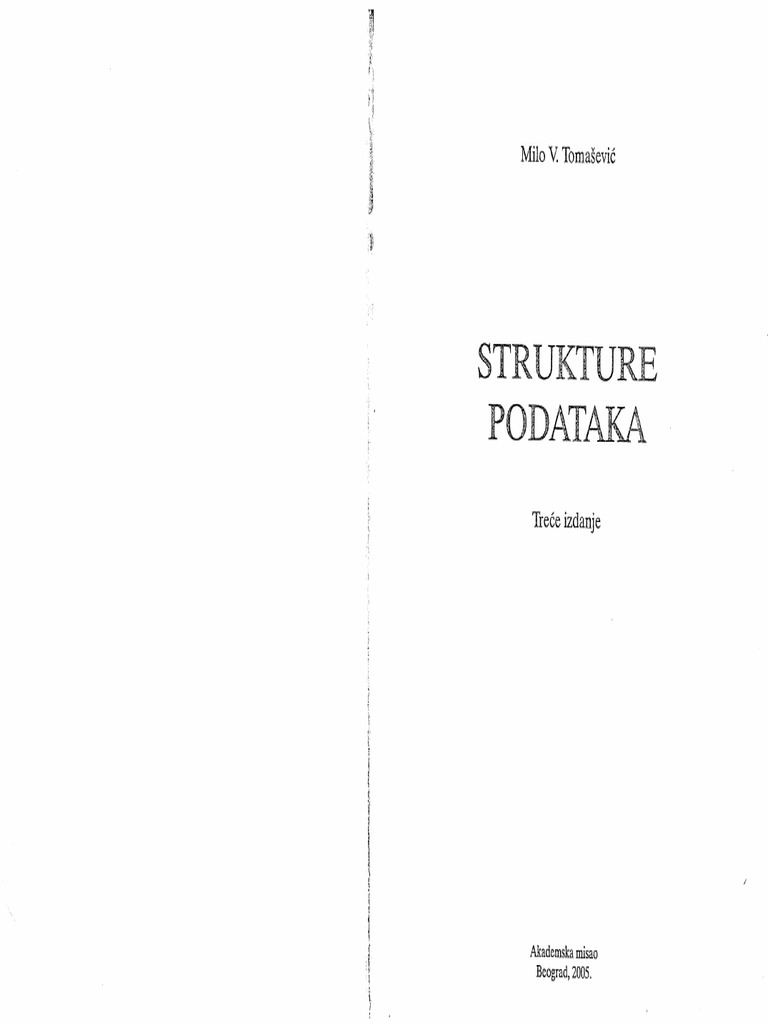Algoritmi I Strukture Podataka by Milo Tomašević | PDF