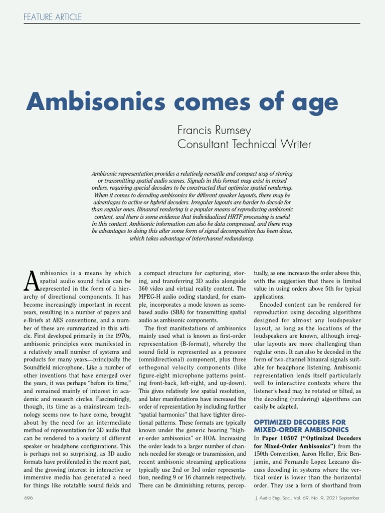Ambisonics Comes of Age | PDF | Data Compression | Loudspeaker