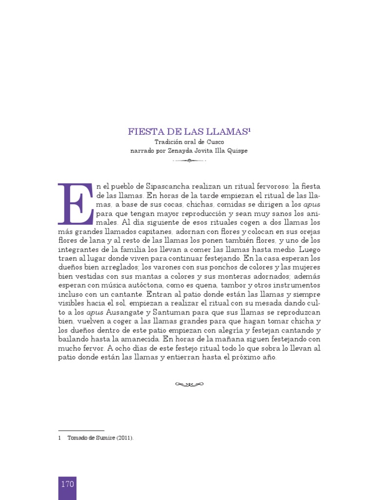 Lectura - Fiesta de Las Llamas | PDF