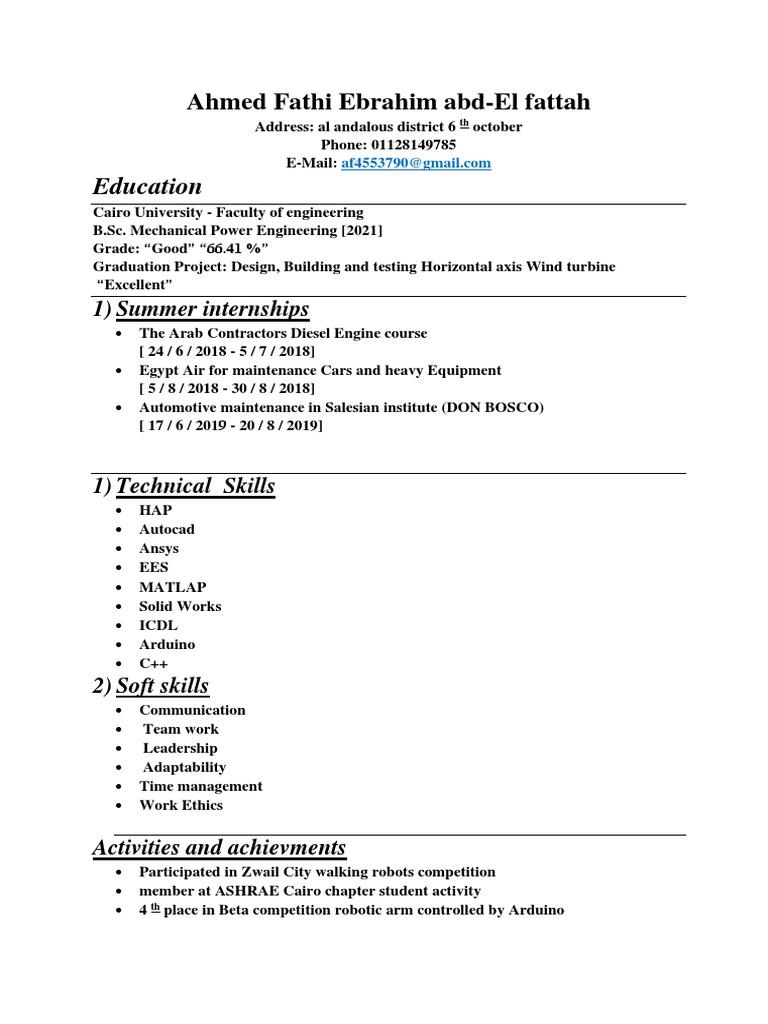 Education: Ahmed Fathi Ebrahim Abd-El Fattah | PDF