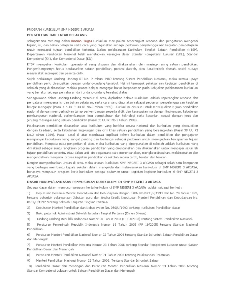 Program Kurikulum SMP Negeri 5 Amlapura | PDF
