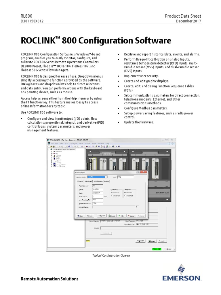Configuration Data Sheet Roclink 800 Configuration Software Rl800 en 132208 | PDF | Graphical ...
