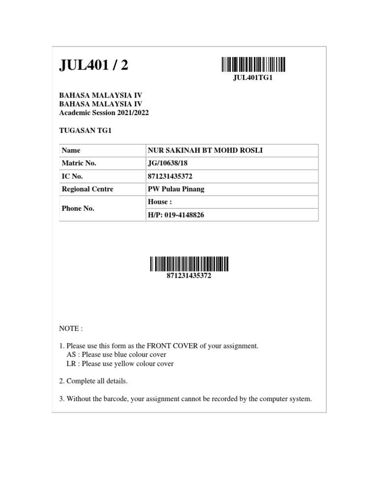 Assignment JUL 401 | PDF