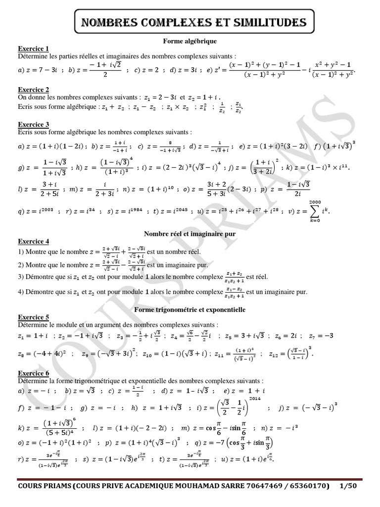 Top Exos Maths 2021 | PDF | Nombre complexe | Racine carrée