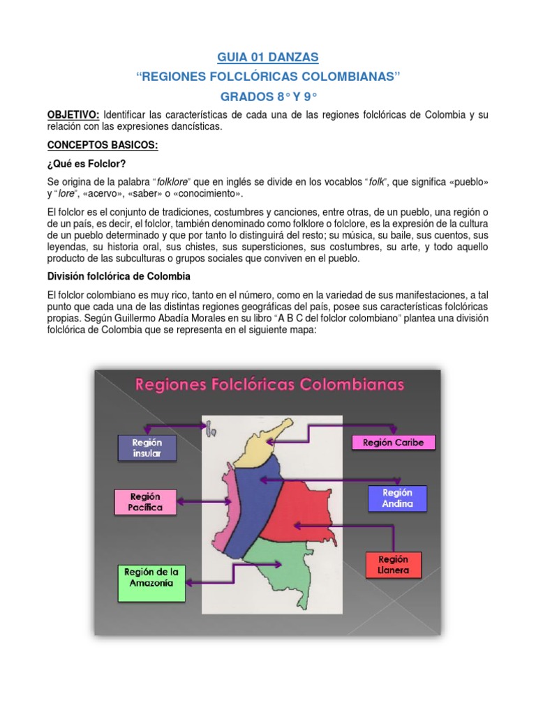 Danzas y Folclor por Regiones de Colombia | PDF | Folklore | Las artes ...