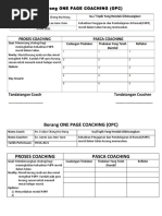 BORANG ONE PAGE COACHING Beserta Contoh Cara Pengisian Boleh Edit | PDF