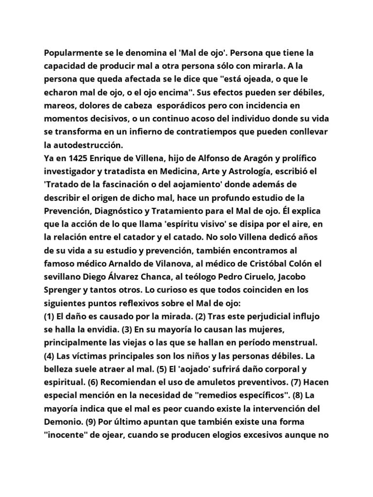 Cómo Identificar y Curar el Mal de Ojo | PDF | Huevo como alimento | sal