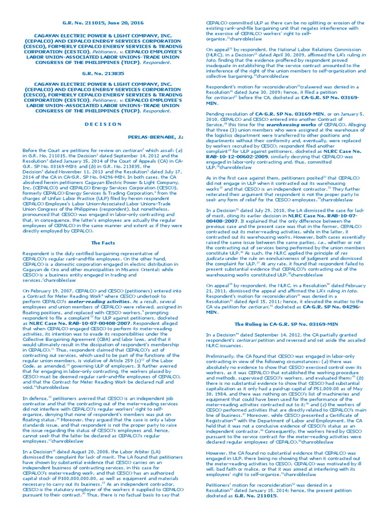 II.C.13 CEPALCO v. CEPALCO Employees Labor Union, June 20, 2016 | PDF ...