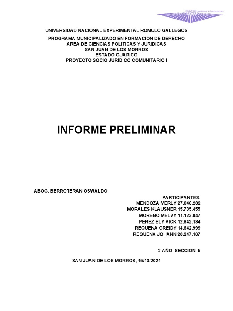 Informe Preliminar Equipo Greidy Requena | PDF | Valores | Estado ...