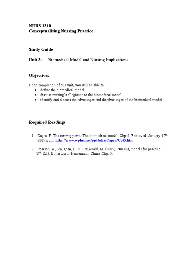 Nursing and the Biomedical Model | PDF | Nursing | Florence Nightingale