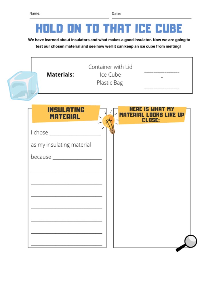 Hold On To That Ice Cube Worksheet | PDF