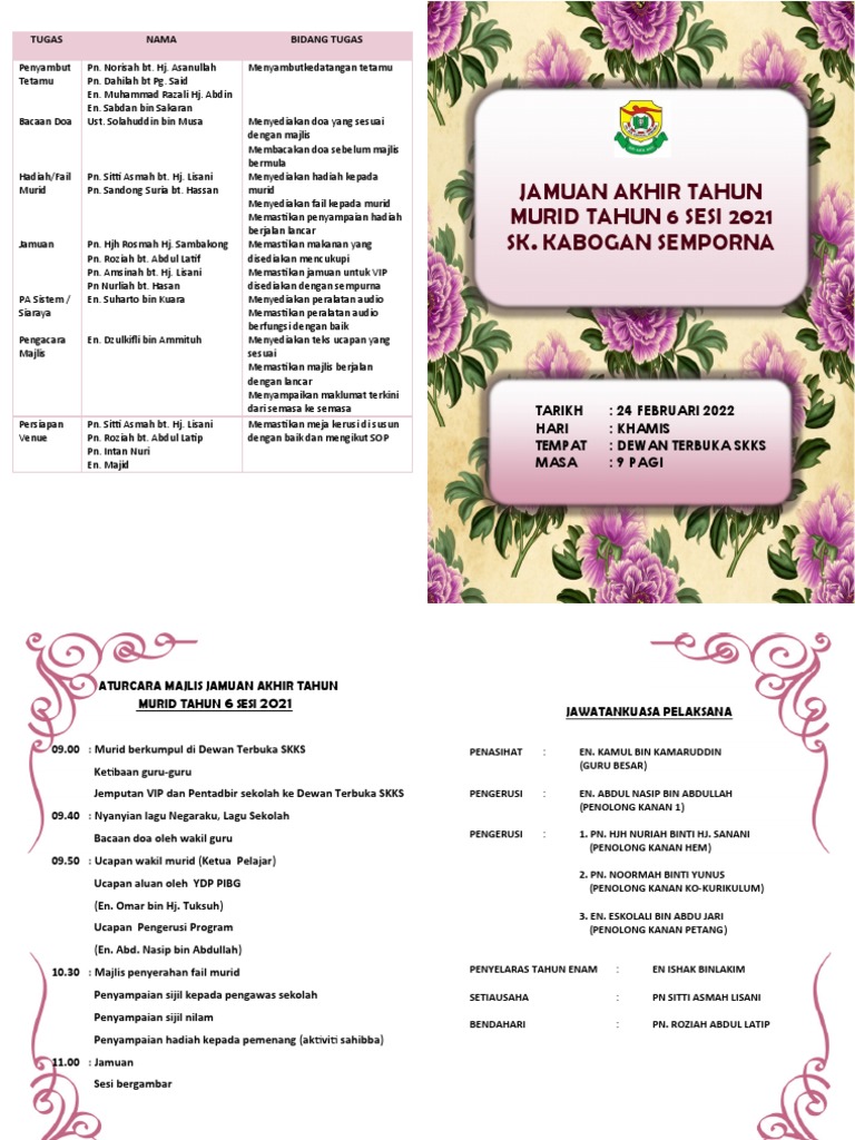 Buku Atur Cara Jamuan Akhir Tahun 6 | PDF