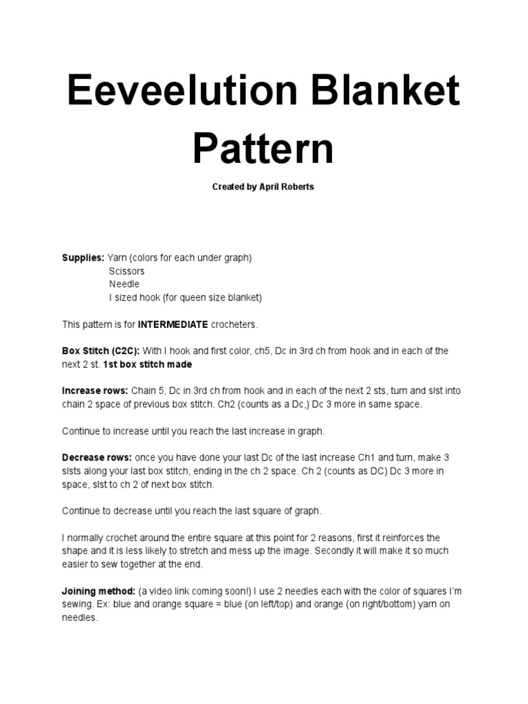 Eeveelution Blanket Pattern: Created by April Roberts | PDF | Crochet ...
