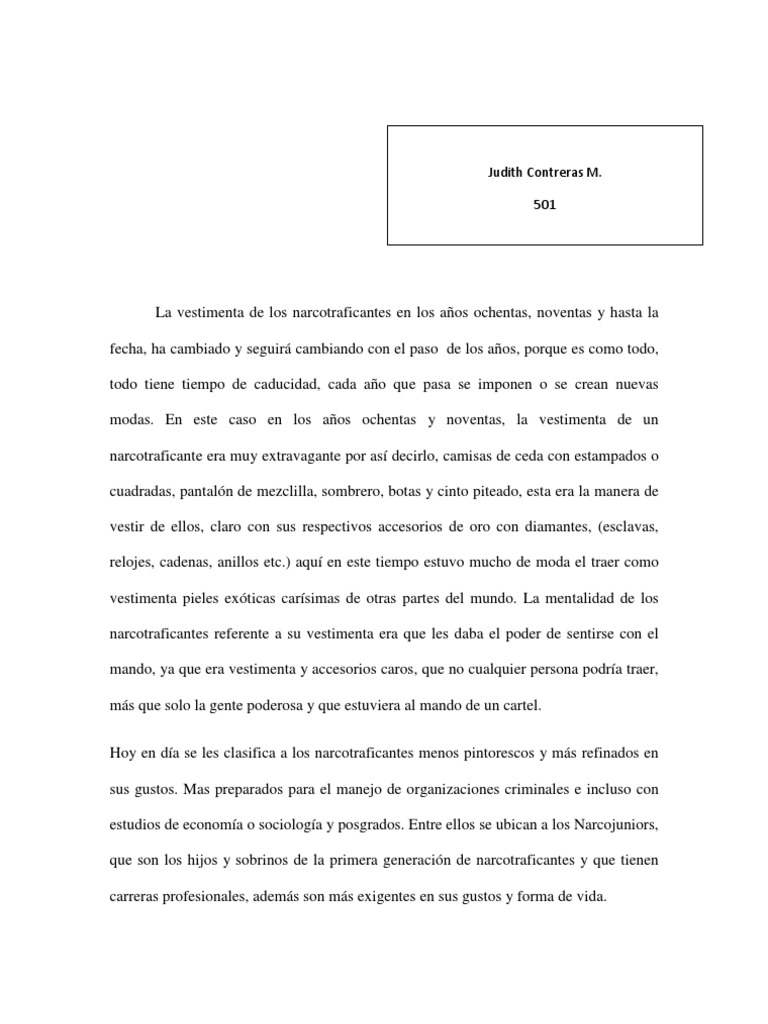 Evolución de la vestimenta narco | PDF | Ropa | Moda