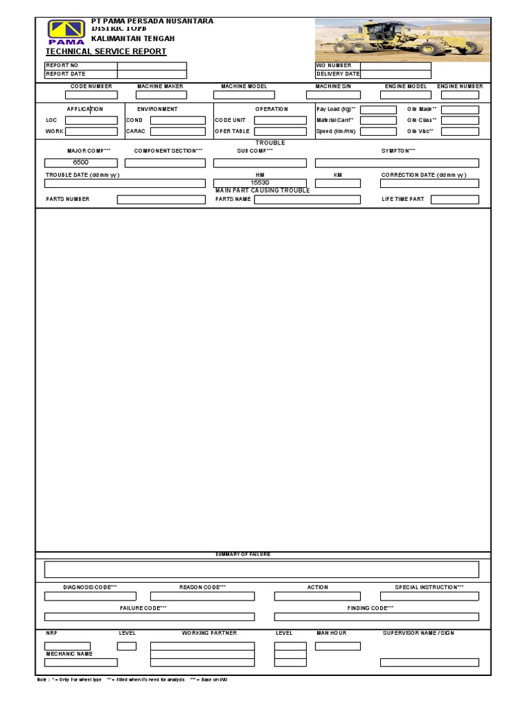 Technical Service Report: PT Pama Persada Nusantara Distric Topb ...