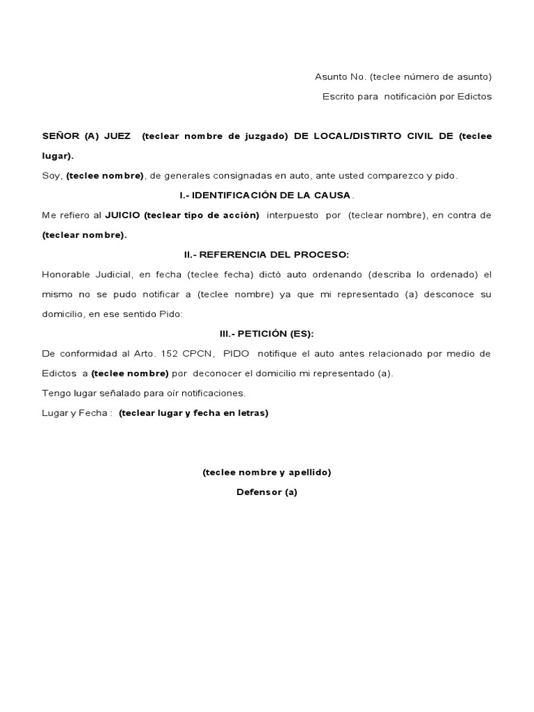 Escrito Notificacion Por Edictos | PDF