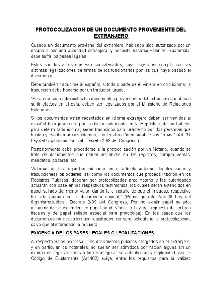 Protocolizacion de Un Documento Proveniente Del Extranjero | PDF | Justicia | Crimen y violencia