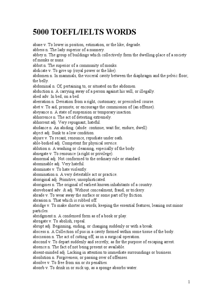 5000 TOEFL-ielts Words | PDF | Abdomen | Nature
