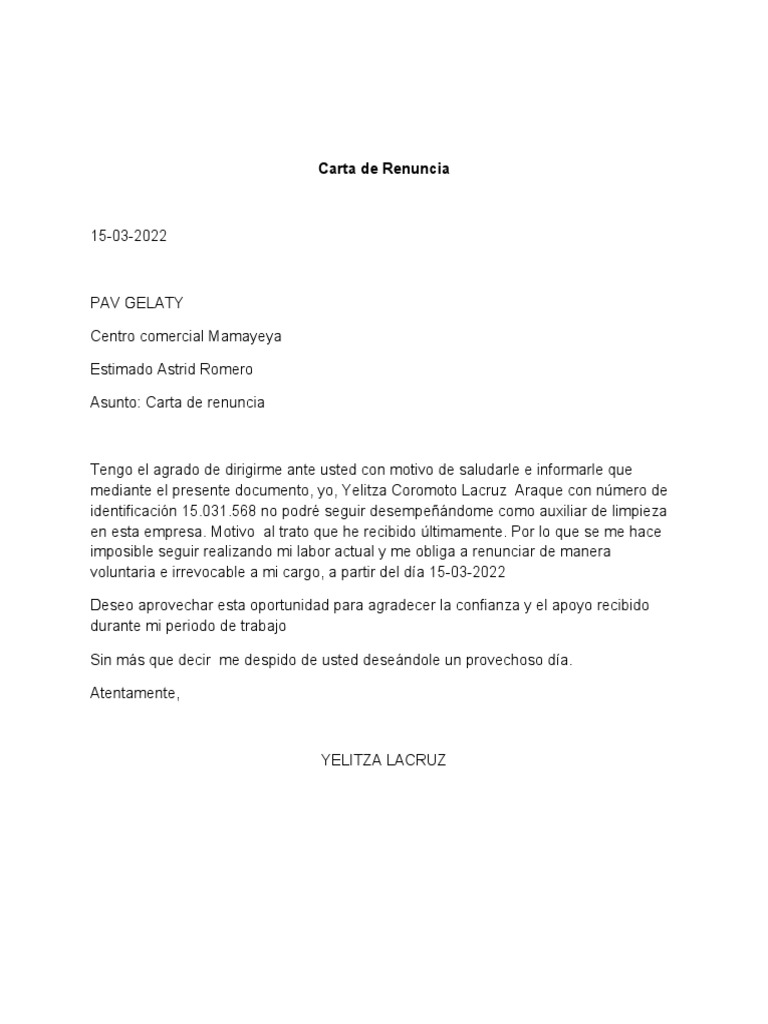 Carta de Renuncia | PDF