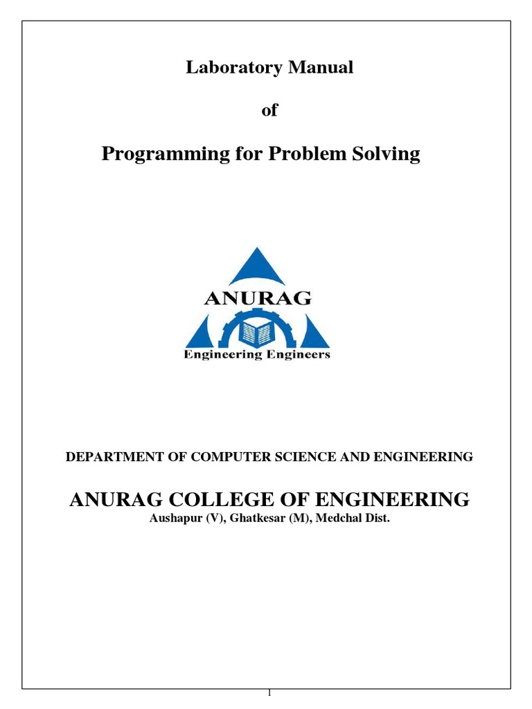 Programming For Problem Solving Lab Manual Summary Pdf Pointer Computer Programming