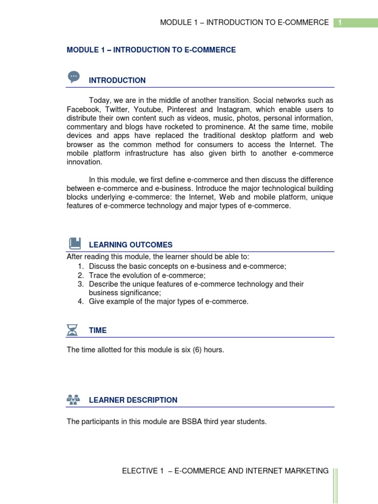 Module 1 - Introduction To E-Commerce | PDF | E Commerce | Electronic ...
