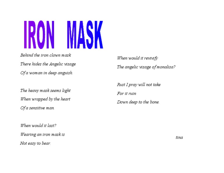 Tina's Poem: The Iron Mask | PDF
