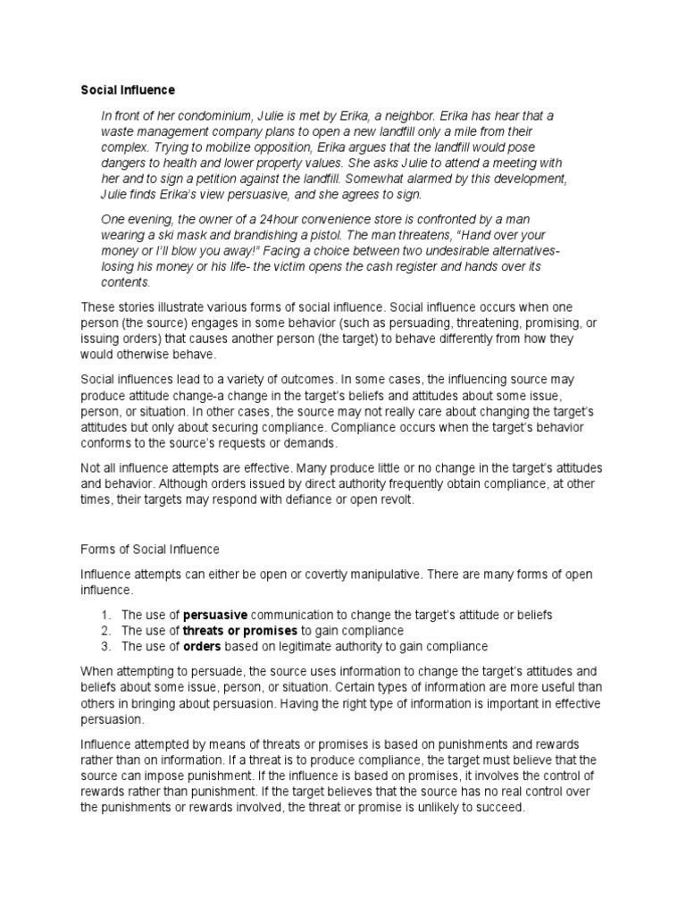 Understanding Social Influence Dynamics | PDF | Persuasion | Attitude ...