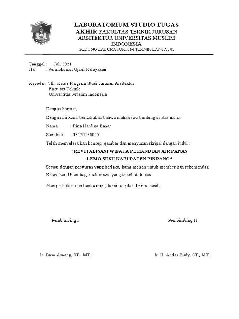 Surat Ujian Kelayakan | PDF