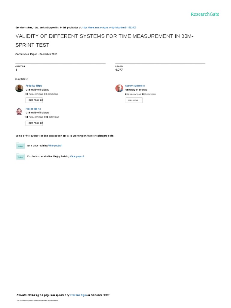 Validity of Different Systems For Time Measurement in 30M-Sprint Test | PDF