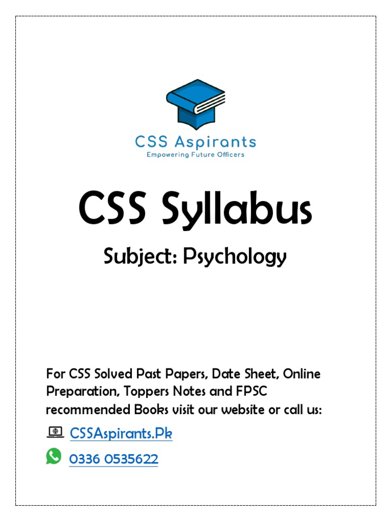 Psychology CSS Syllabus | PDF | Psychology | Emotions