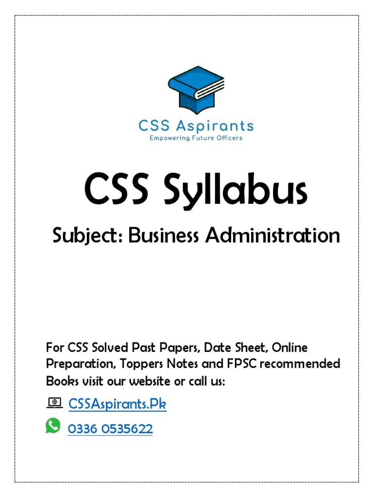 Business Administration CSS Syllabus | PDF | Supply Chain | Capital ...
