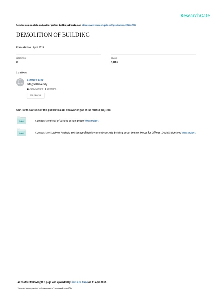 Demolition of Building | PDF | Demolition | Economic Sectors