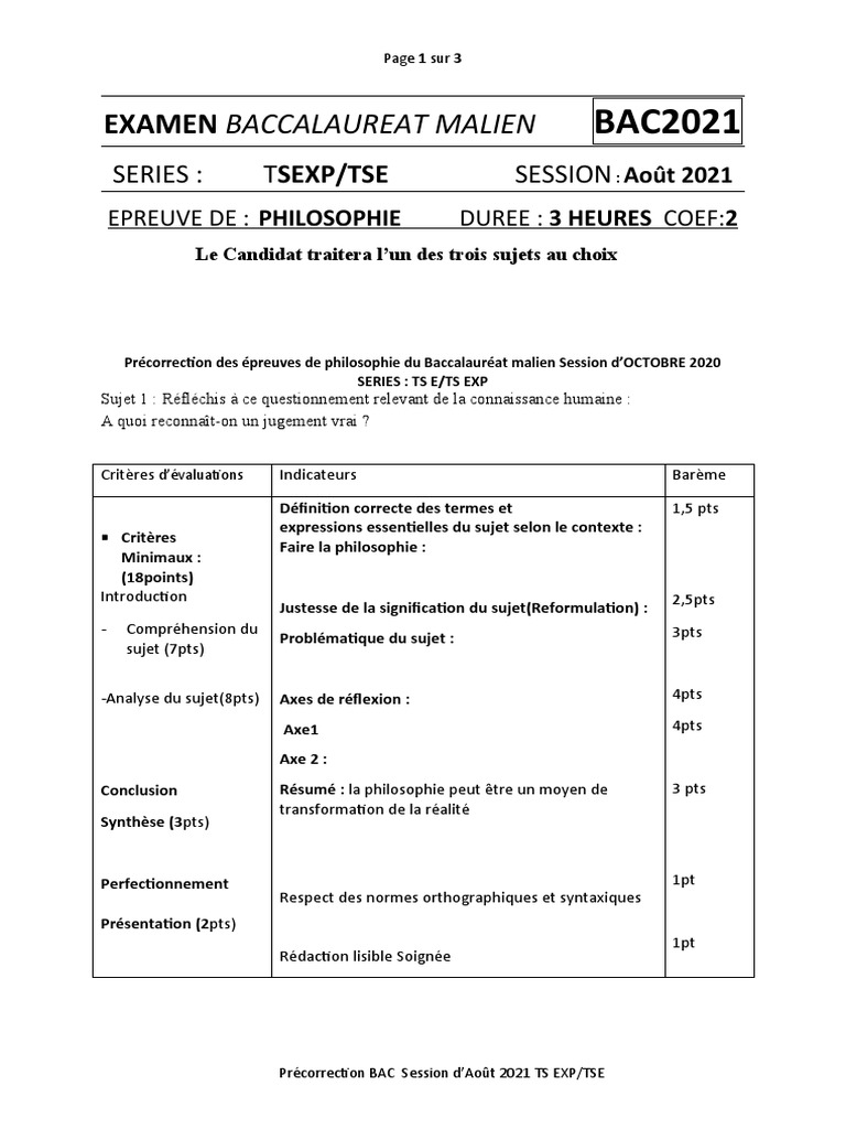 BAC 2021 TSEXP - TSE Précorrection A | PDF