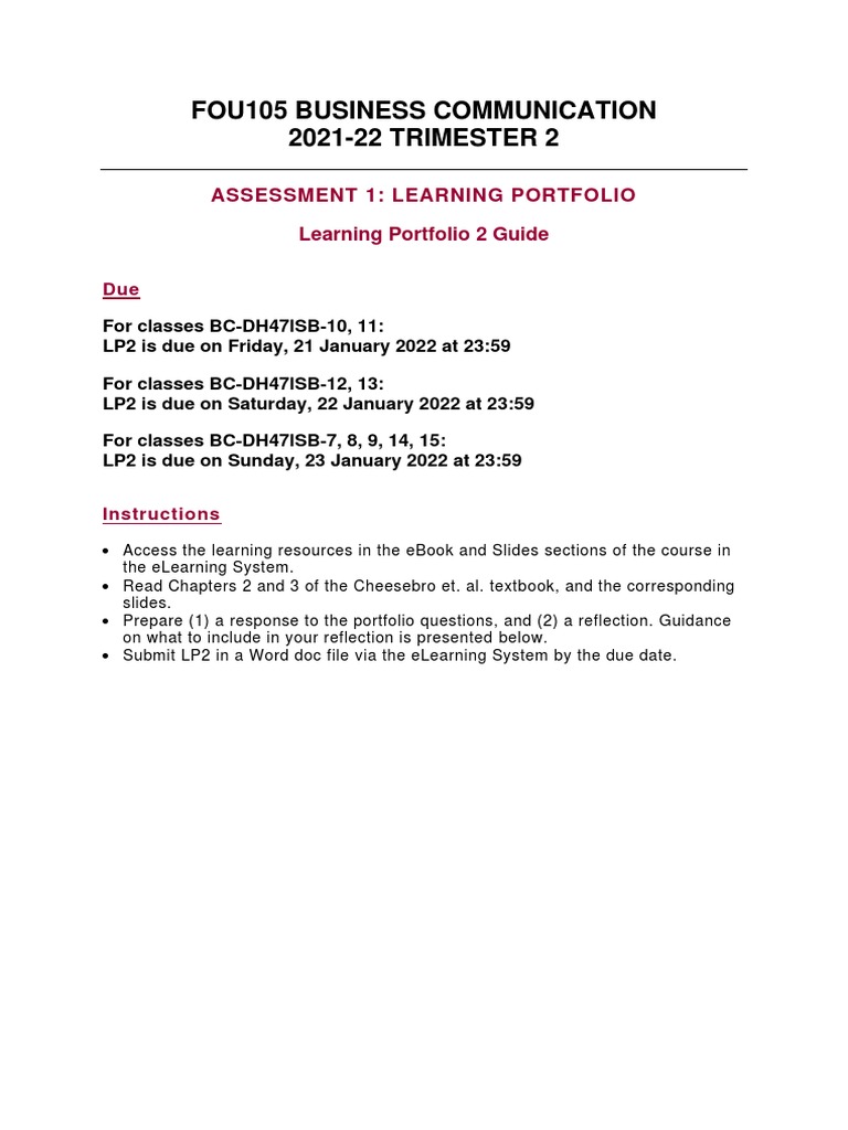 Learning Portfolio 2 Guidelines | PDF | Experience | Learning