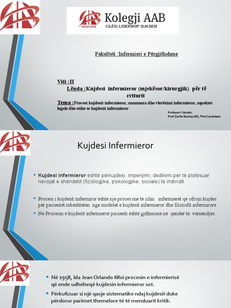 Fakulteti:Infermieri e Përgjithshme: Viti:II Lënda:Kujdesi Infermieror ...