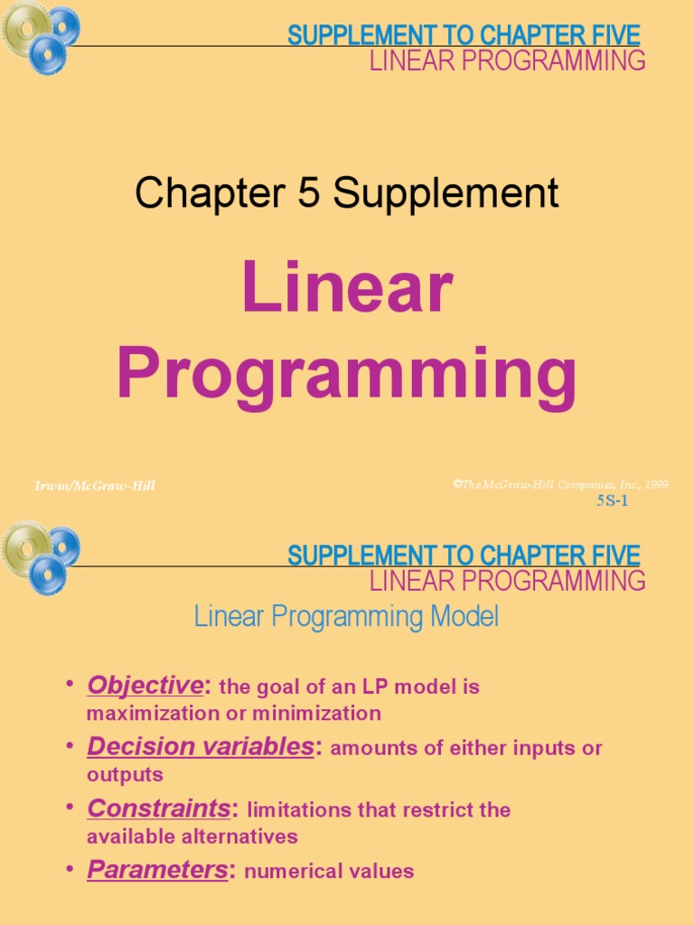 Chapter 5 Supplement: Linear Programming | PDF | Linear Programming ...